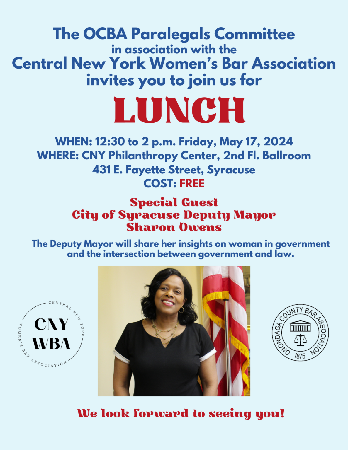 Paralegals Committee Luncheon is Friday, May 17th - Join Us! - Onondaga ...